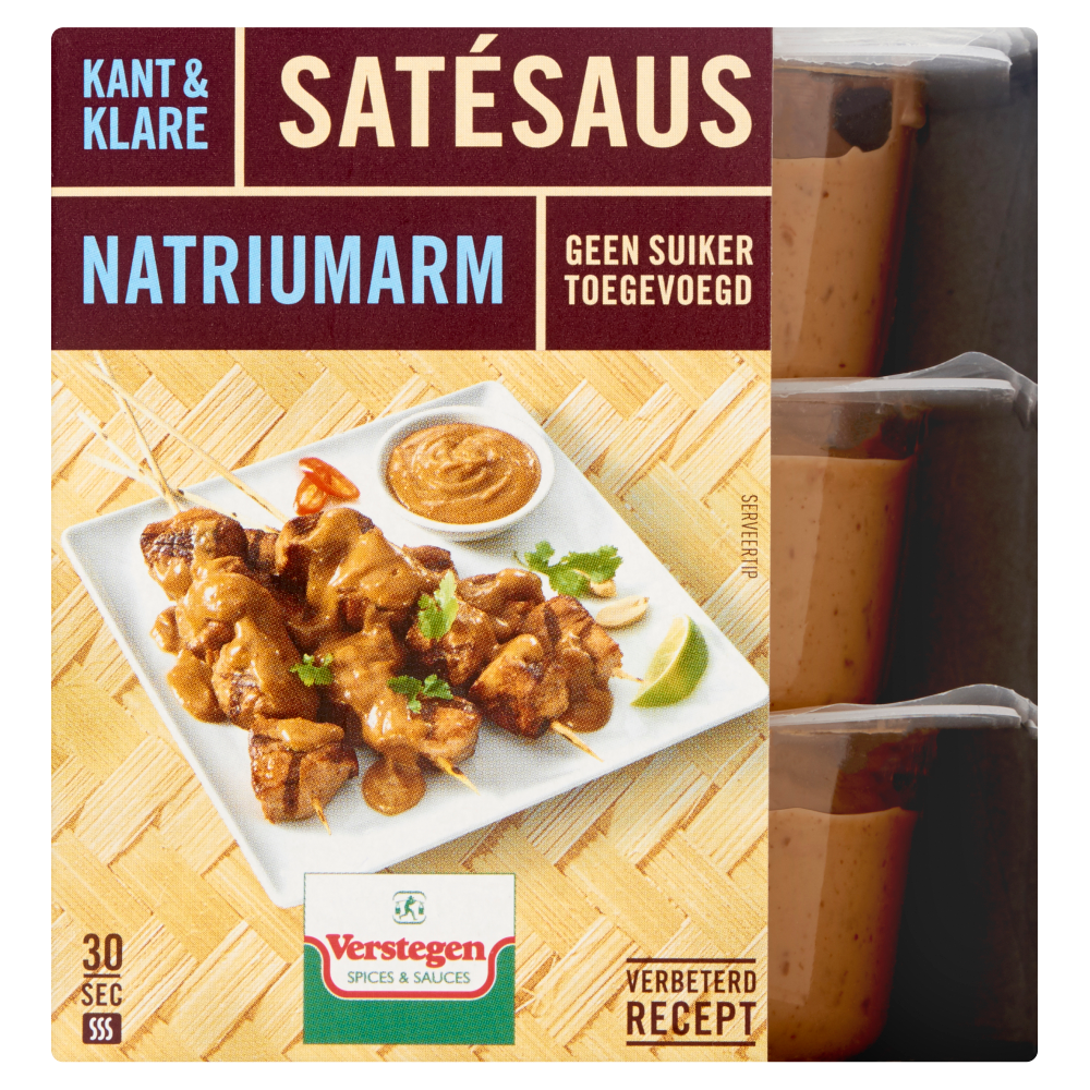 Satésaus - Natriumarm (kant-en-klaar 3*80ml) - Cupjes – Verstegen.nl